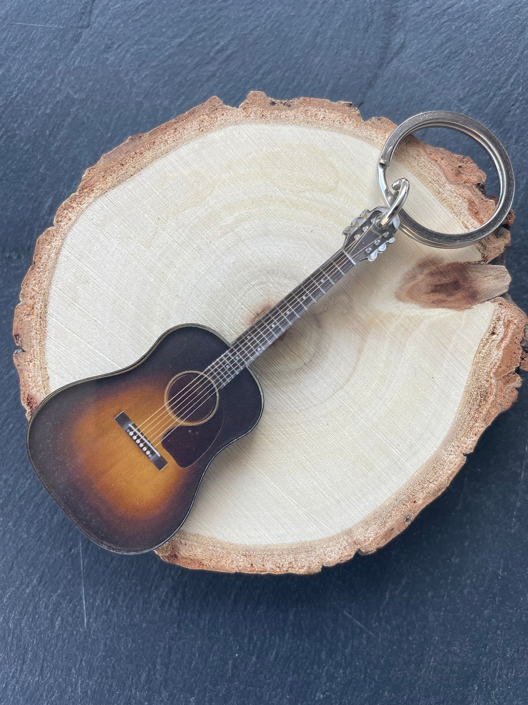 Acoustic Guitar Keychain Vintage Sunburst Mini Acoustic Guitar ...