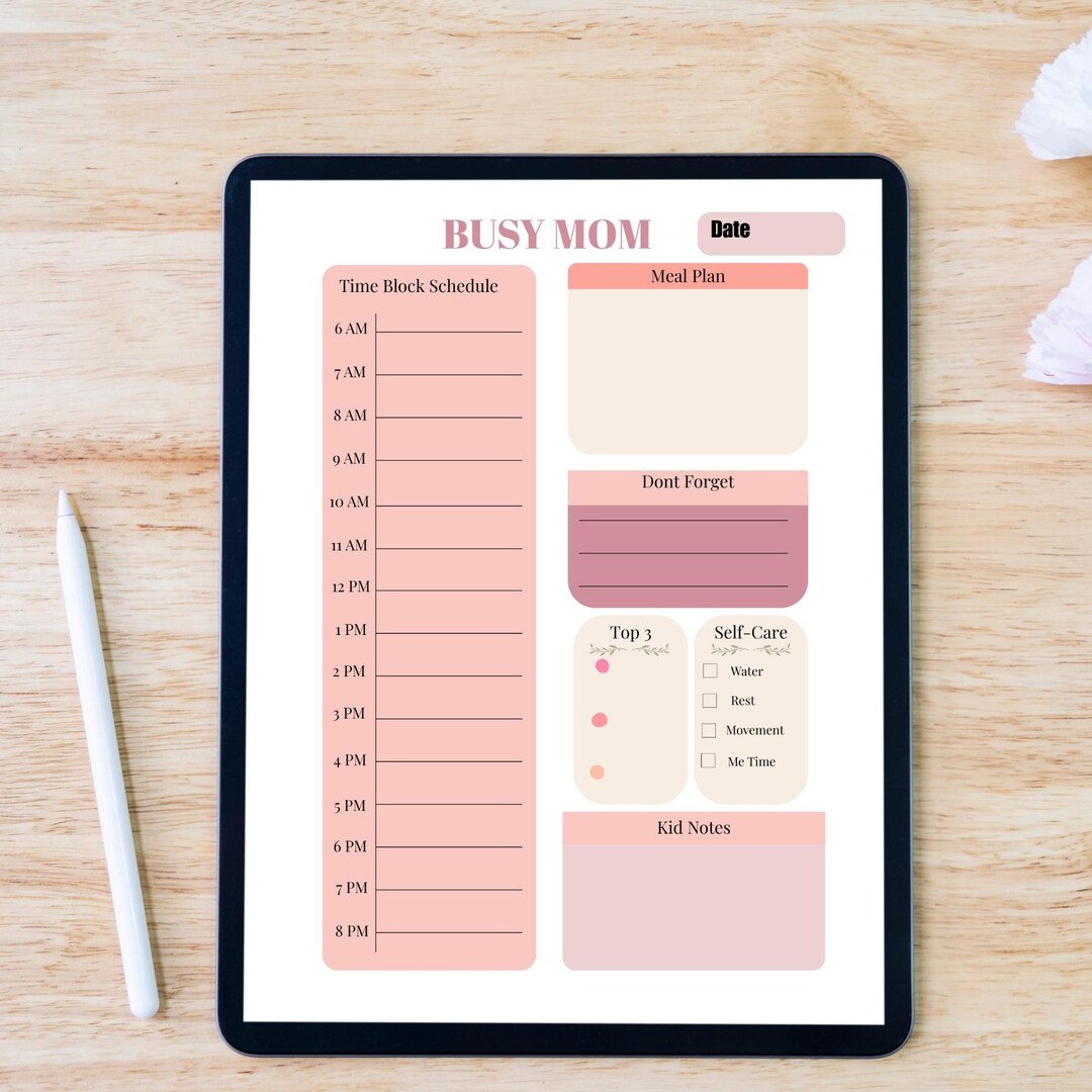 Busy Mom Planner | Daily Printable Planner PDF | Productivity Organizer ...