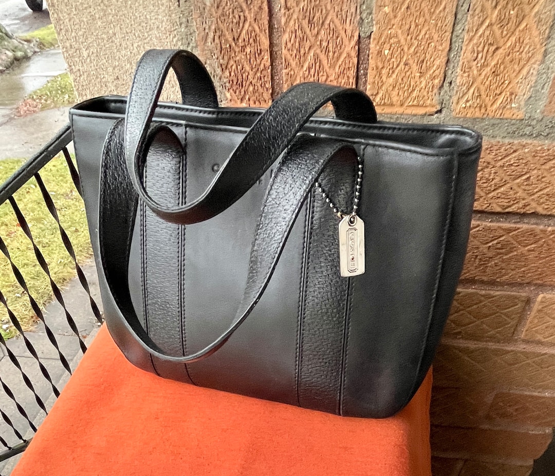 COACH Vintage Bridle Italy 90s Black Silver Y2K Small Calfskin Pigskin ...