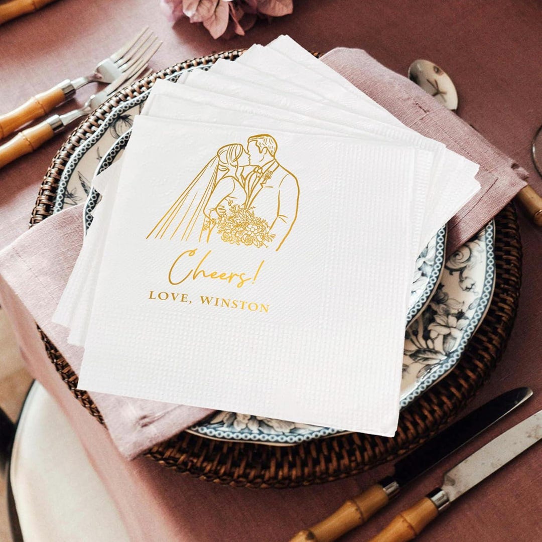 Personalized Photo Dinner Wedding Napkins, Custom Wedding Anniversary ...