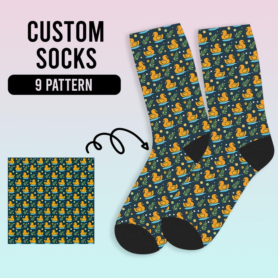 Personalized Cute Duck Socks, Funny Socks, Colorful Socks, Crazy Duck ...
