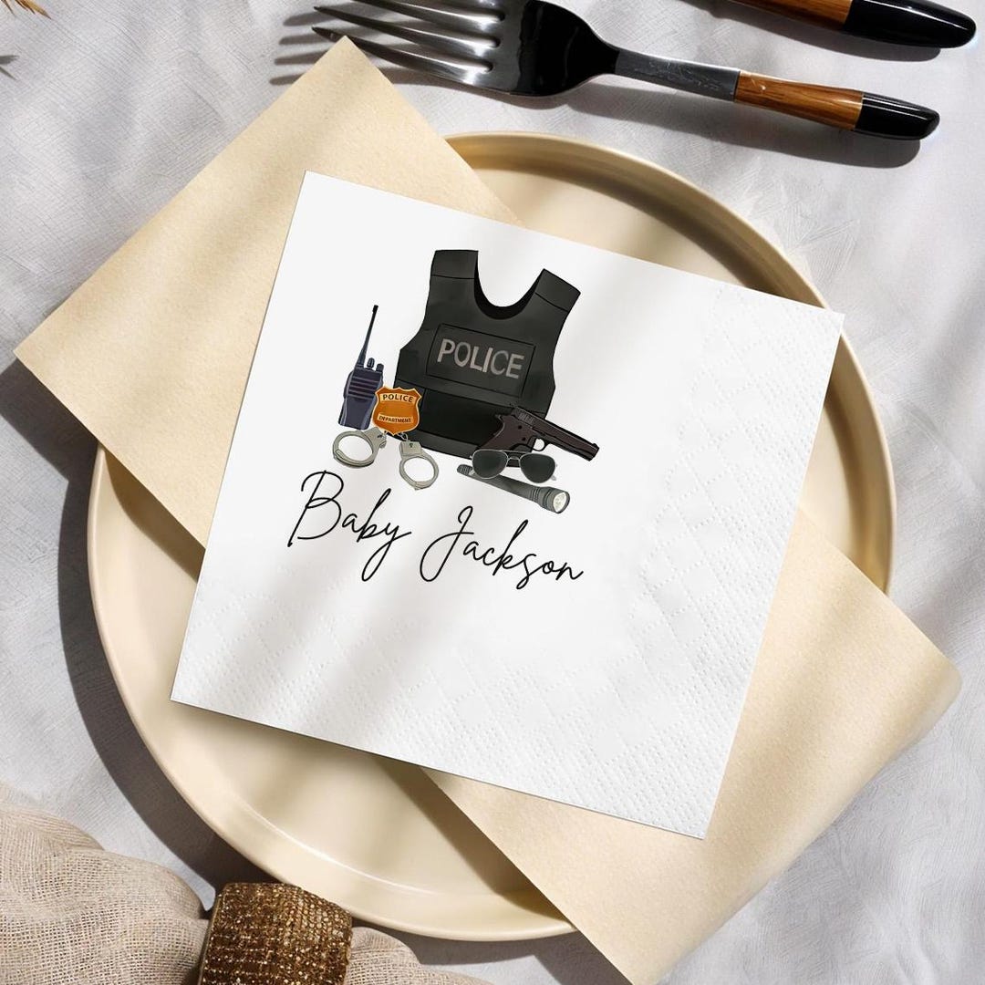 Police Baby Shower Napkin, Police Baby Gift, Police Officer Baby Shower ...