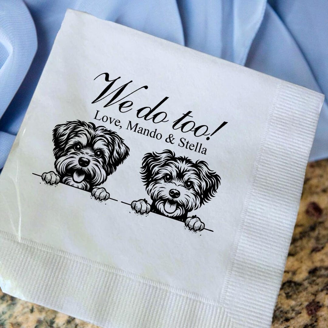 Personalized Wedding Napkins, Custom Dog Cocktail Napkins, Wedding ...