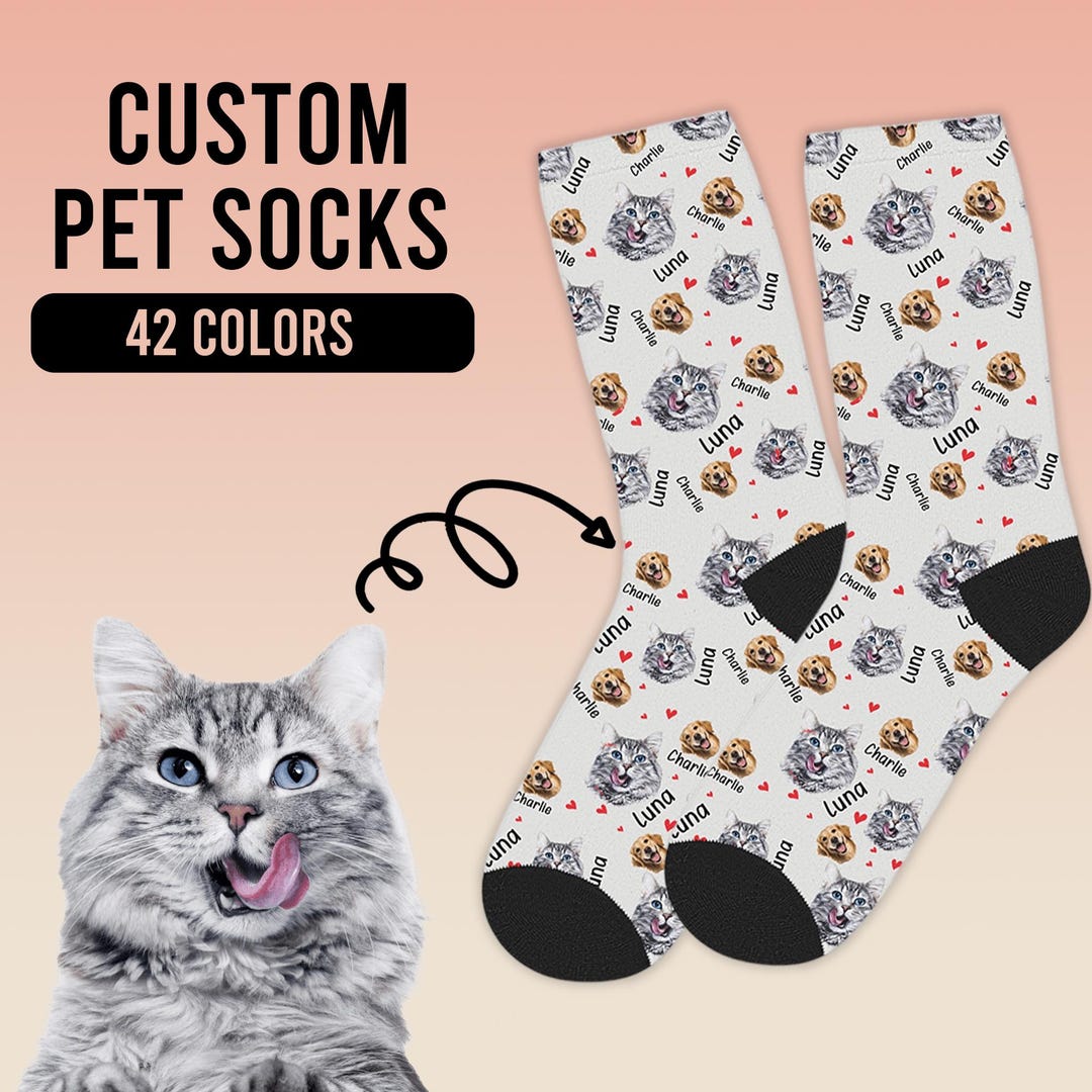Personalized Dog and Cat Socks, Custom Pet Socks, Custom Dog Socks ...
