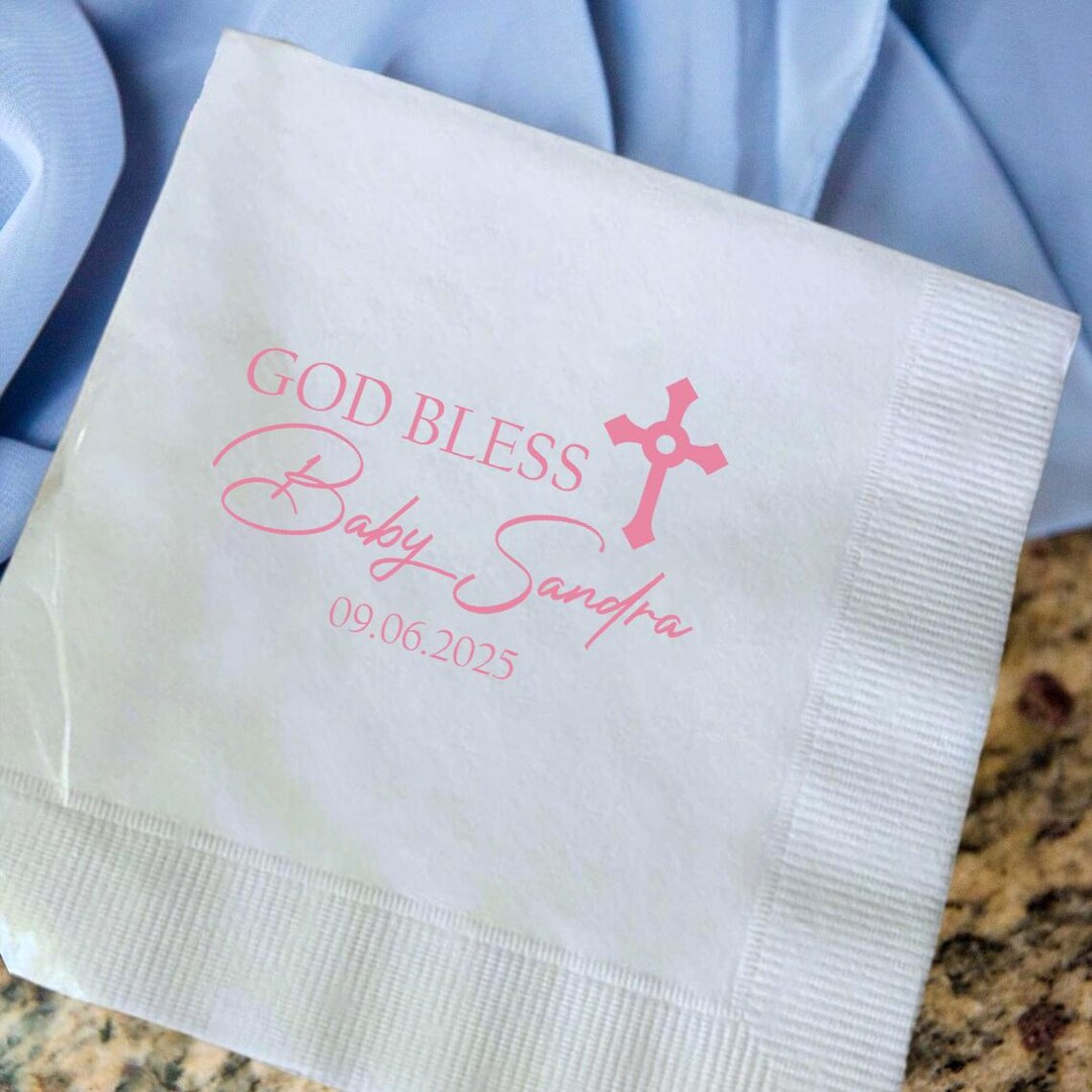 Personalized Baptism Napkins, Custom Cocktail Beverage Paper Party ...