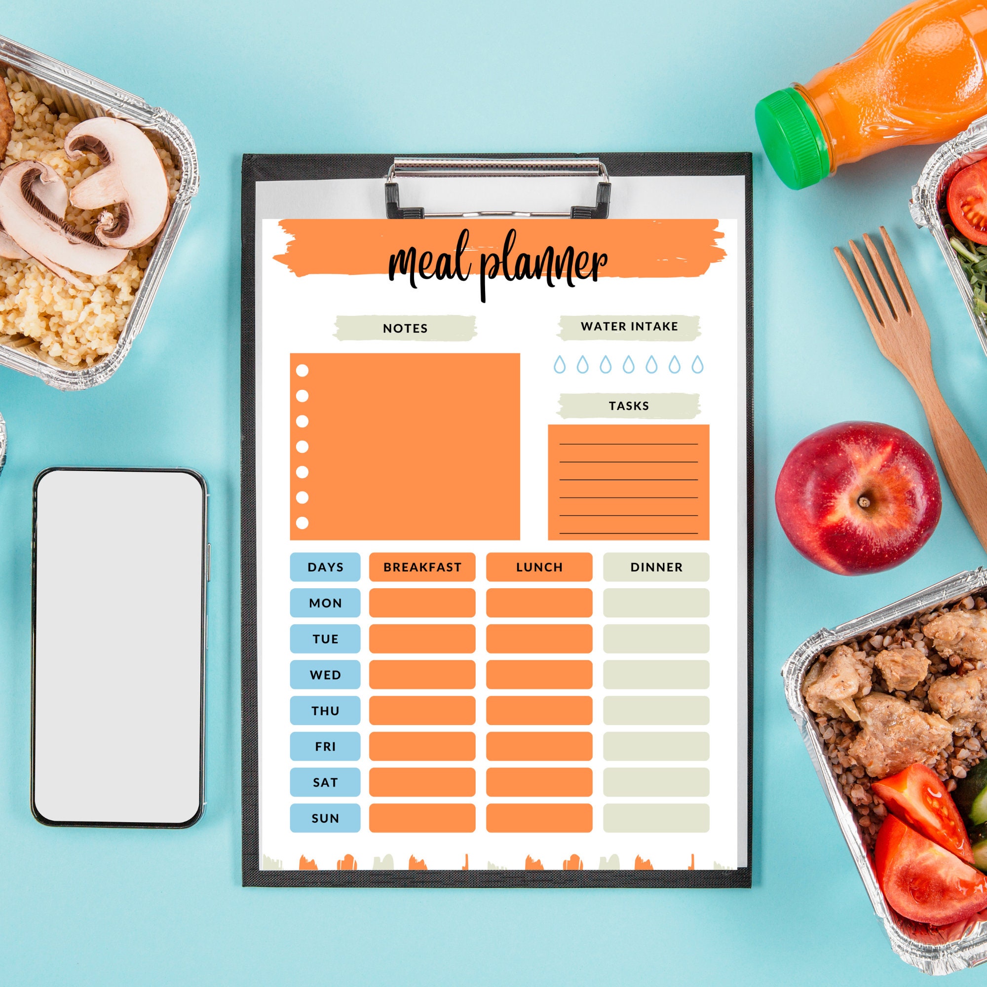 Weekly Meal Planner Sheet Digital Food Planner Daily Meal Planner ...