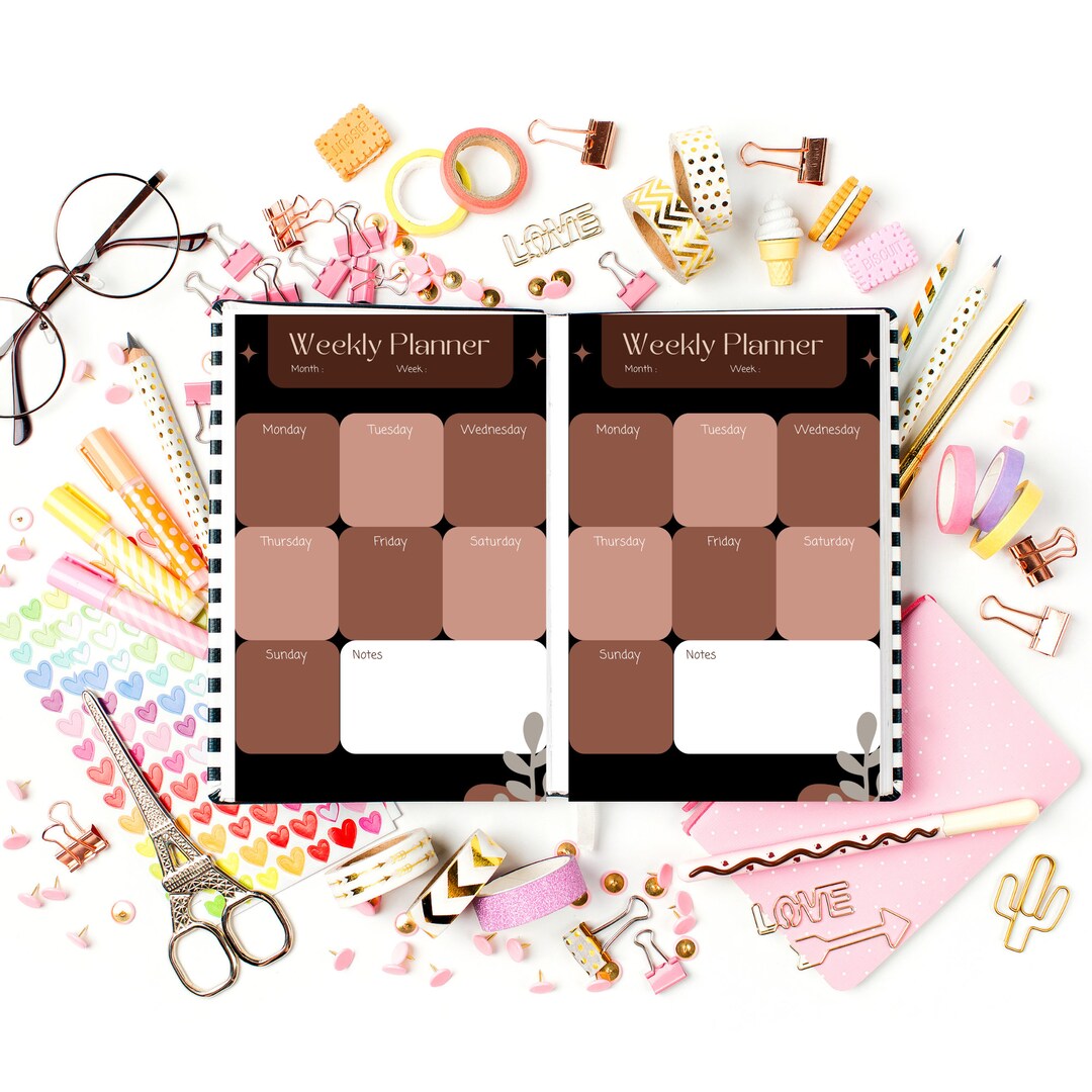 Brown Modern Weekly Schedule Planner Canva Digital Planner Printable ...