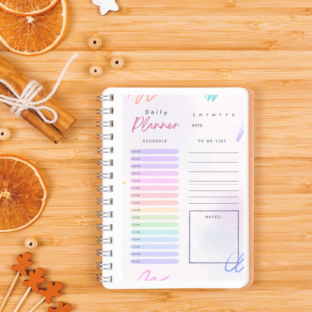 Pastel Watercolor Daily Planner Canva Digital Planner Printable Planner ...