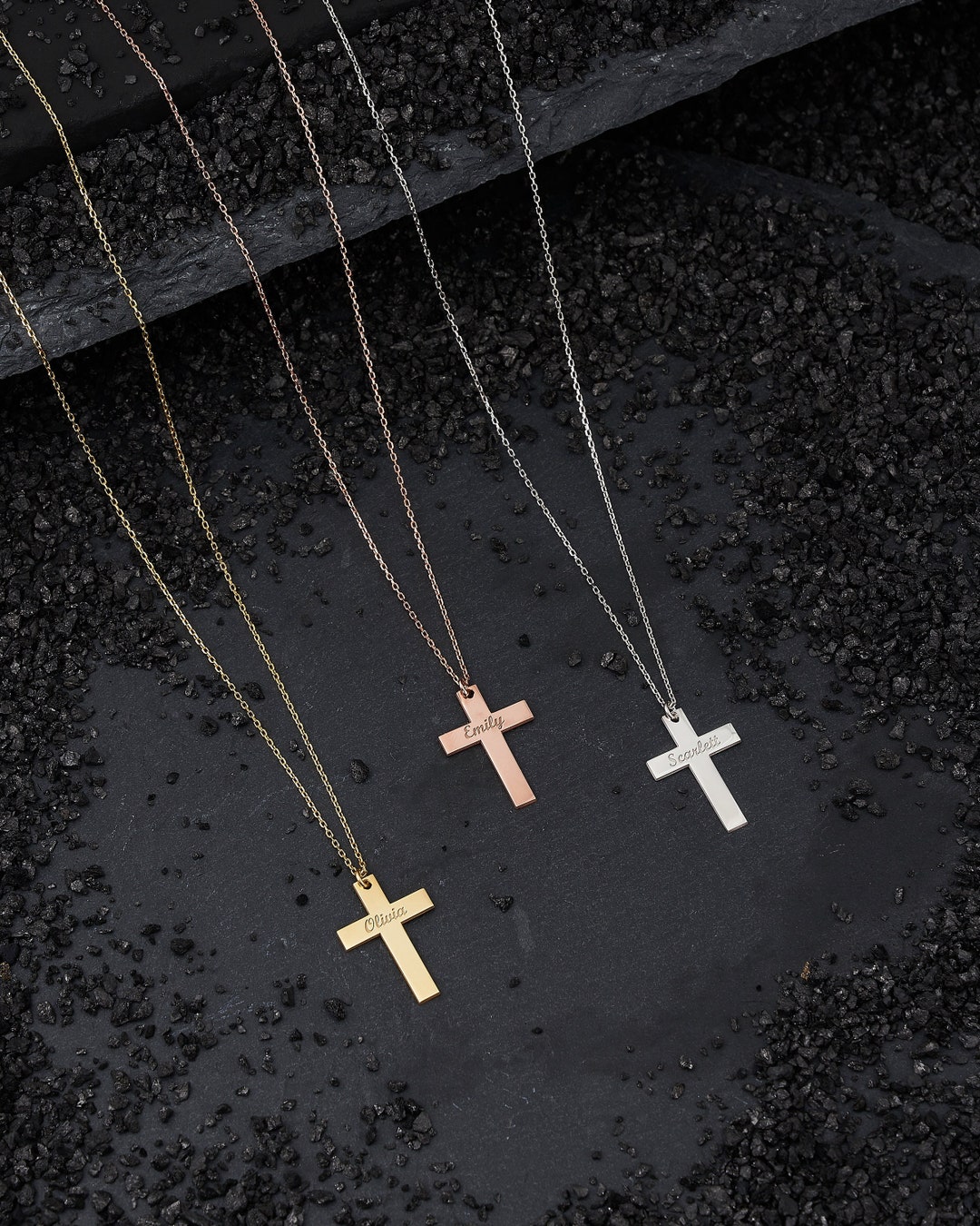 Name Engraved Cross Necklace • Custom Cross Pendant • Personalized ...