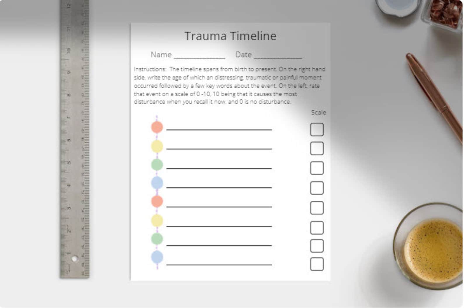 Trauma Timeline Worksheet/ Therapy/ Counselling/ Printable/digital ...