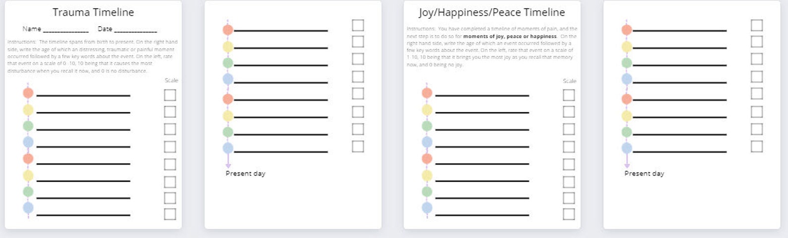 Trauma Timeline Worksheet/ Therapy/ Counselling/ Printable/digital ...