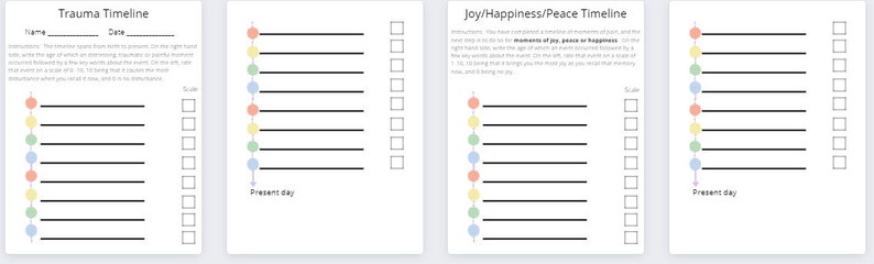 Trauma Timeline Worksheet/ Therapy/ Counselling/ Printable/digital ...