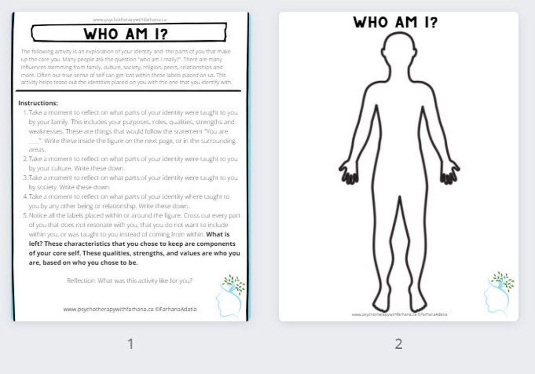 Therapy Worksheet - Discovering Your Core Self - Etsy UK