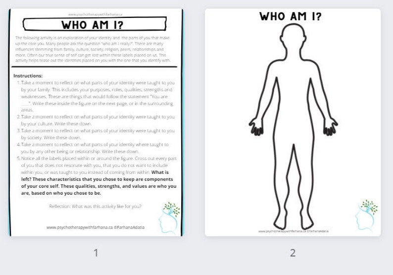 Therapy Worksheet - Discovering Your Core Self - Etsy