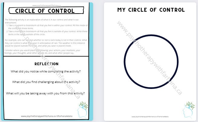 Circle of Control Activity - All Ages - Etsy