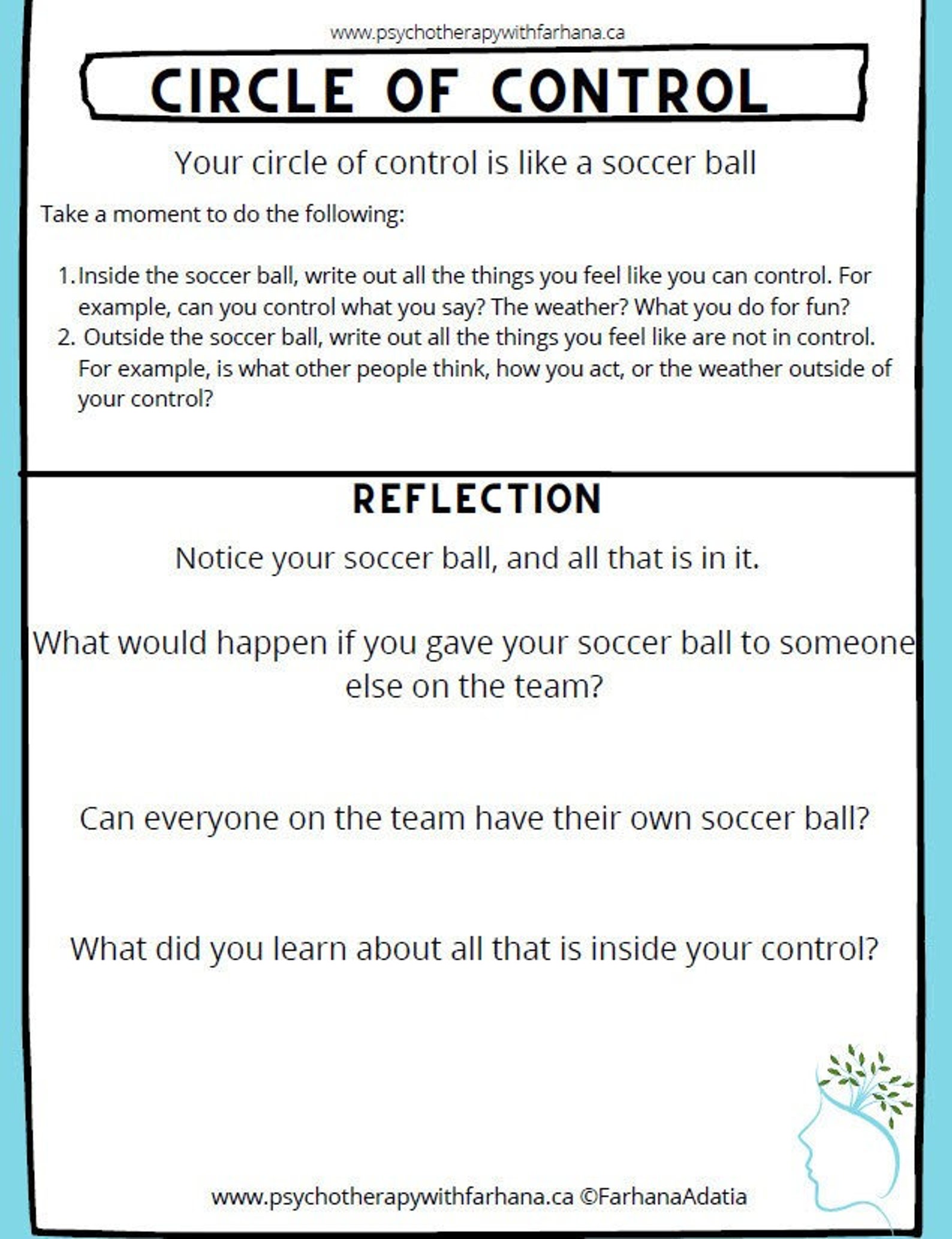 Circle of Control Activity for Children and Adolescents - Etsy