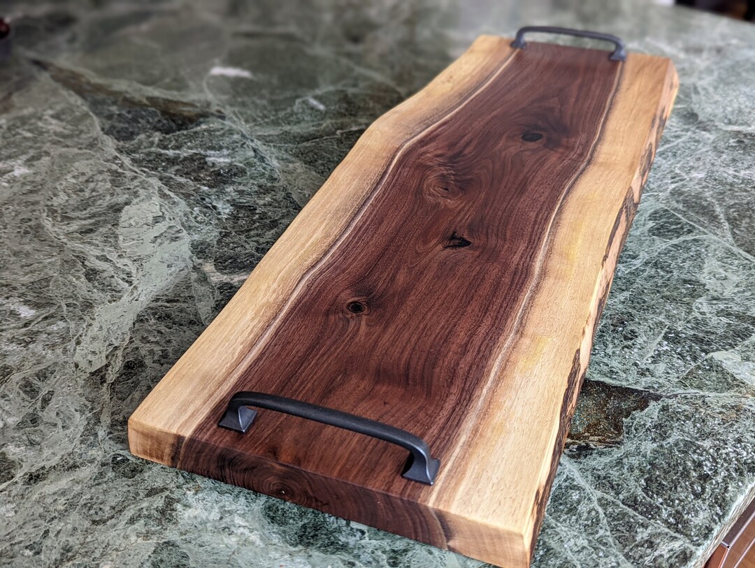 Handcrafted Live Edge Walnut Charcuterie Board – Rustic Serving Tray ...