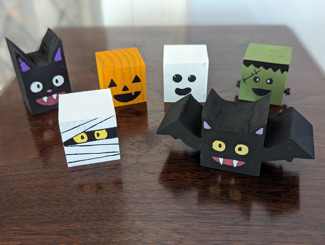 Painted Halloween Monster Blocks - Halloween Decor - Etsy