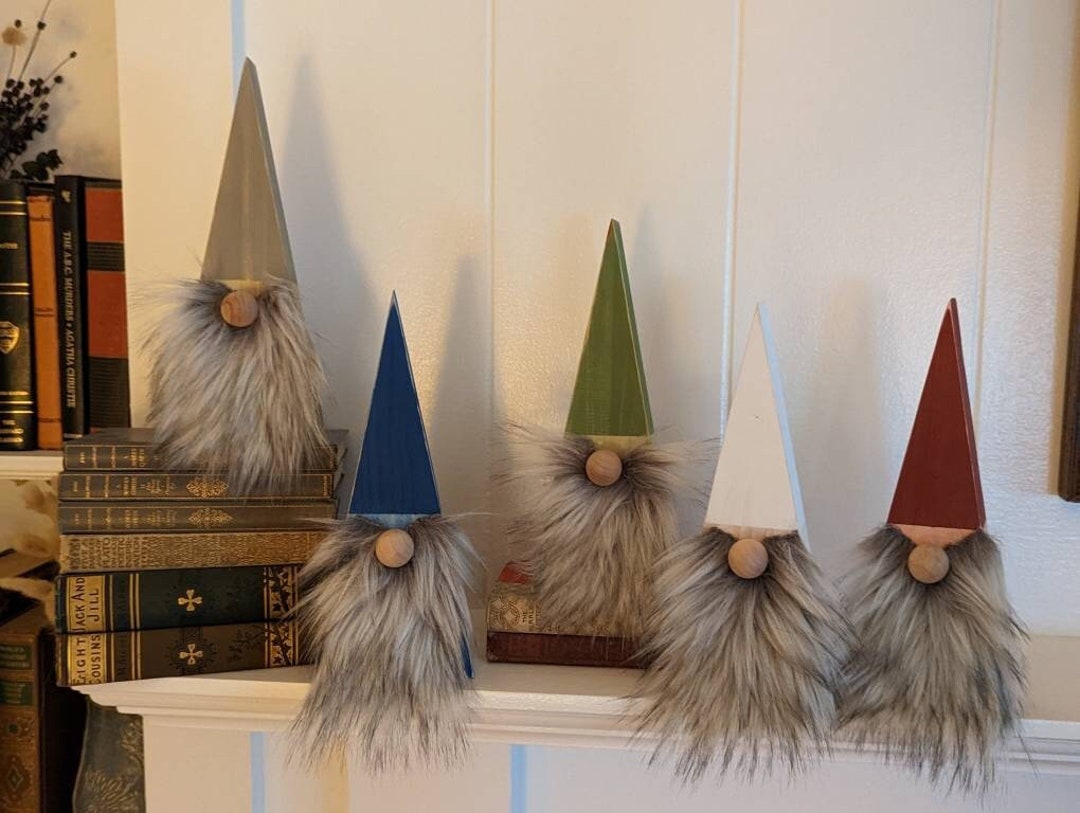 Painted Wood Gnomes - Cute Gnome Decor - Large Gnome Decoration - Etsy
