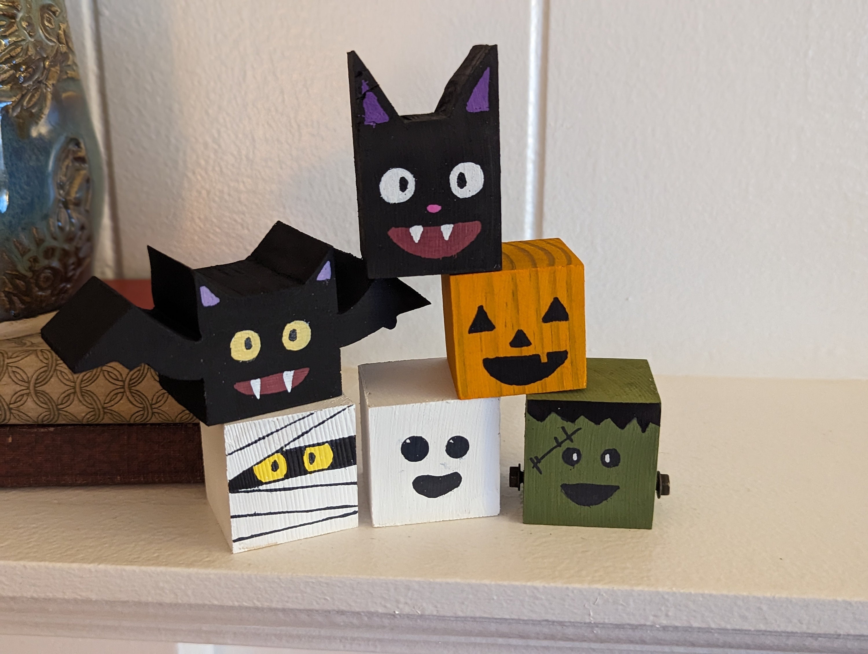 Painted Halloween Monster Blocks - Halloween Decor - Etsy