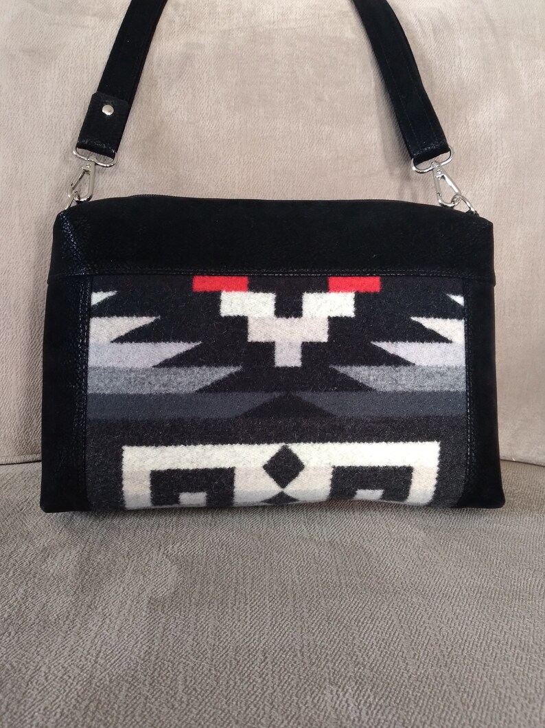 Grey and Red Crossbody Bag Made With Genuine Pendleton Wool With Silver ...