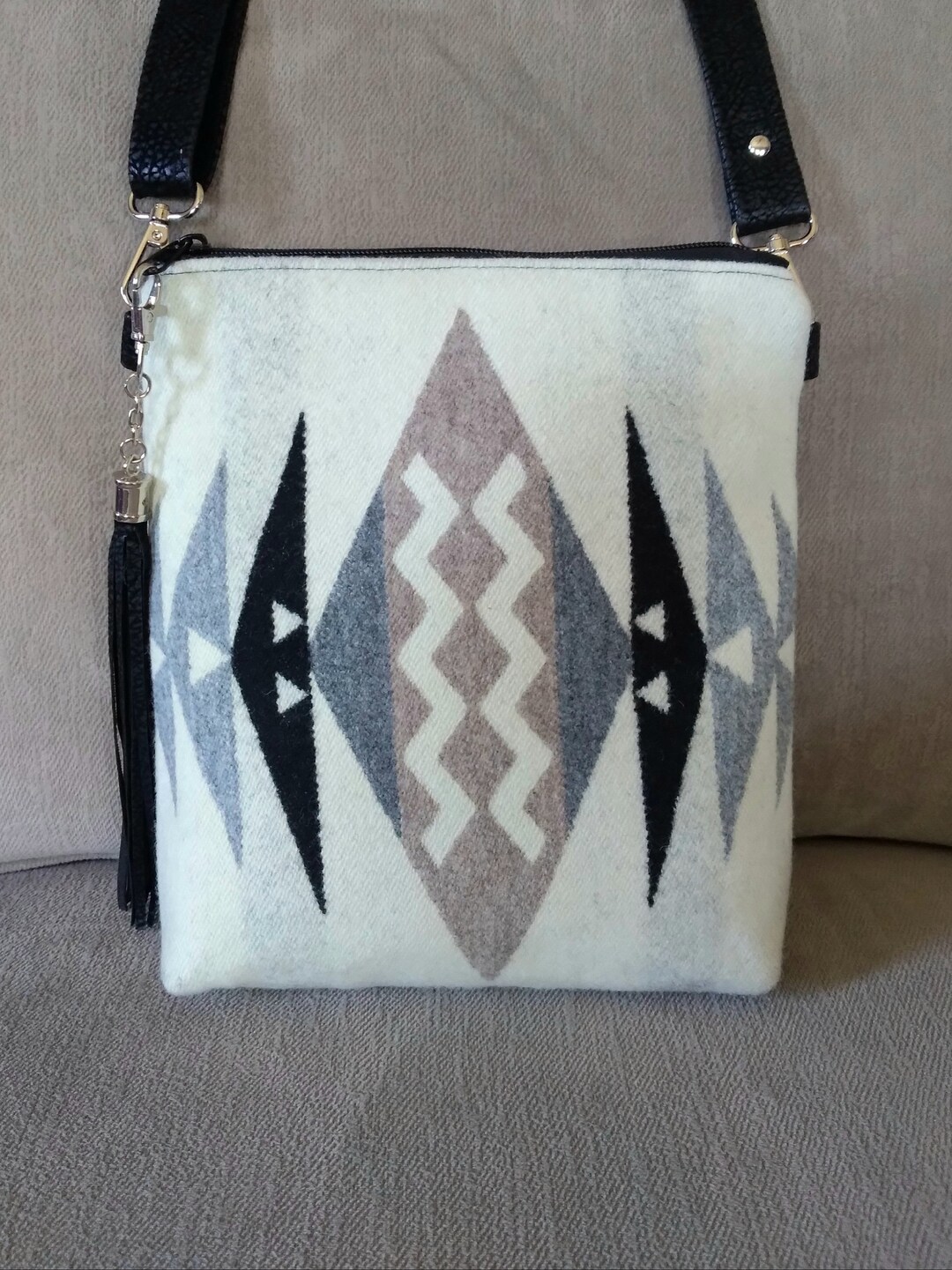 Cream, Grey, Black Crossbody Bag Made With Genuine Pendleton Wool in ...