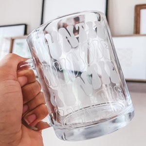 ETCHED Custom Glass Mug, Personalized Glass Mug, Custom Bridesmaid Gift ...
