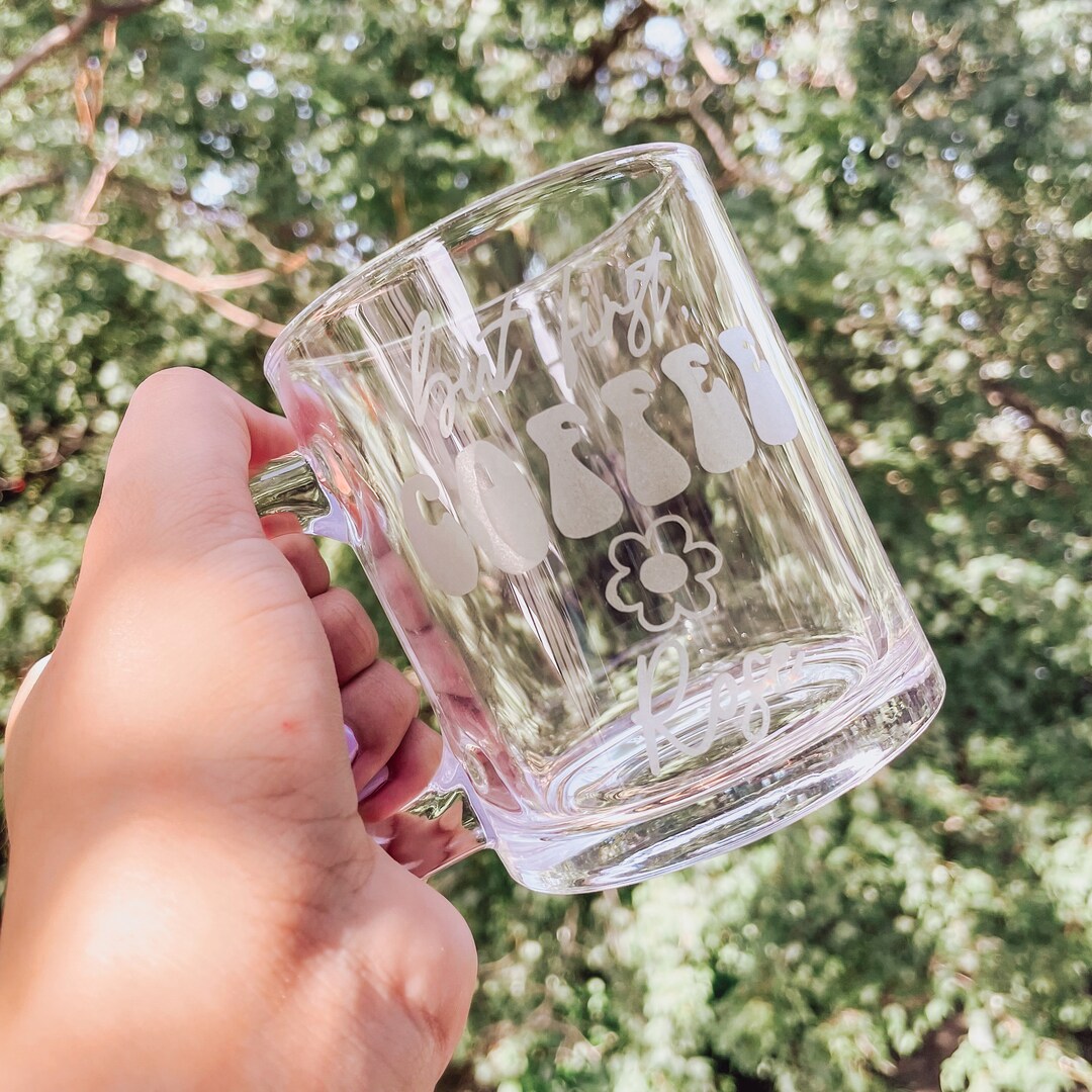 ETCHED Custom Glass Mug, Personalized Glass Mug, Custom Bridesmaid Gift ...
