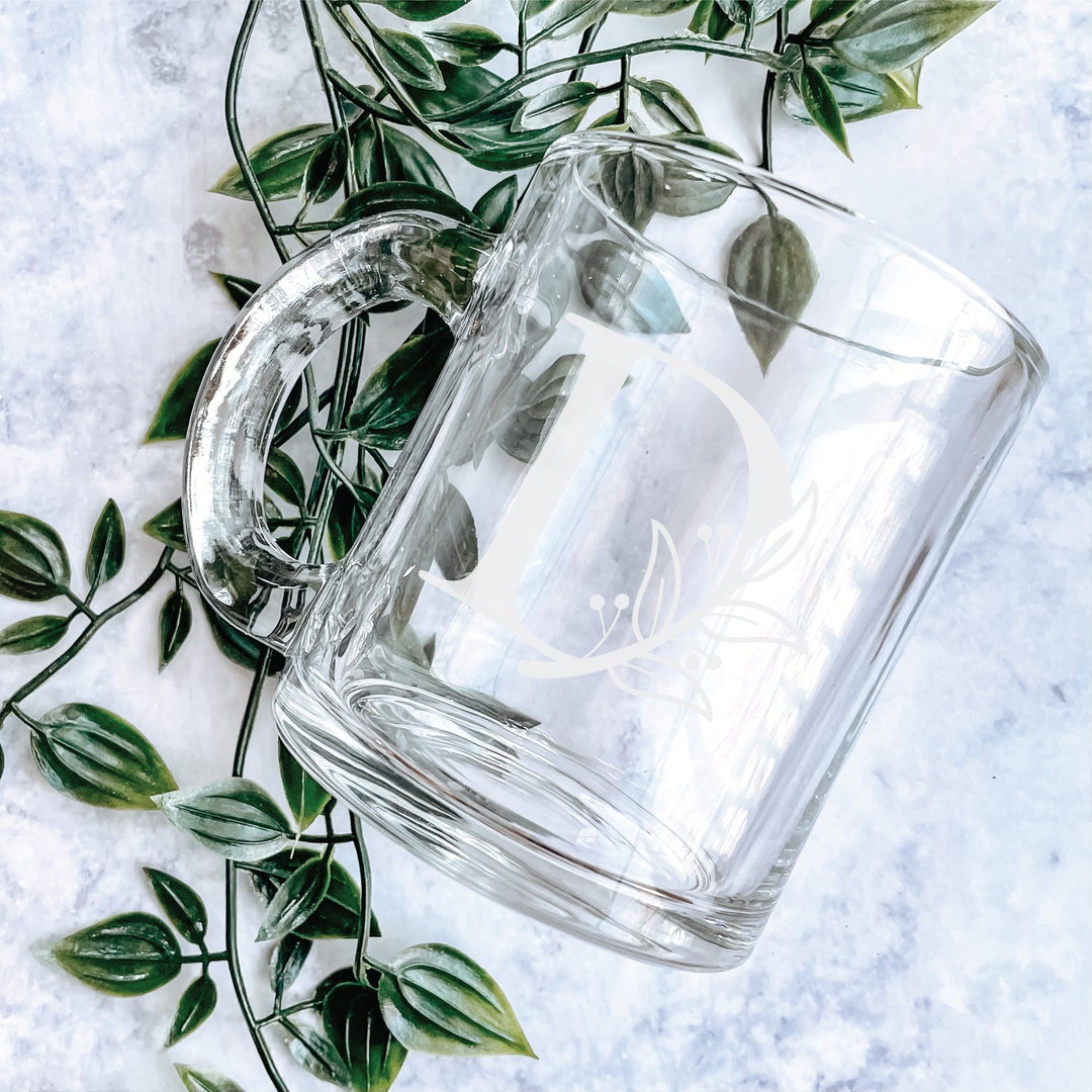 12oz ETCHED Custom Glass Mug Personalized Glass Mug Clear - Etsy