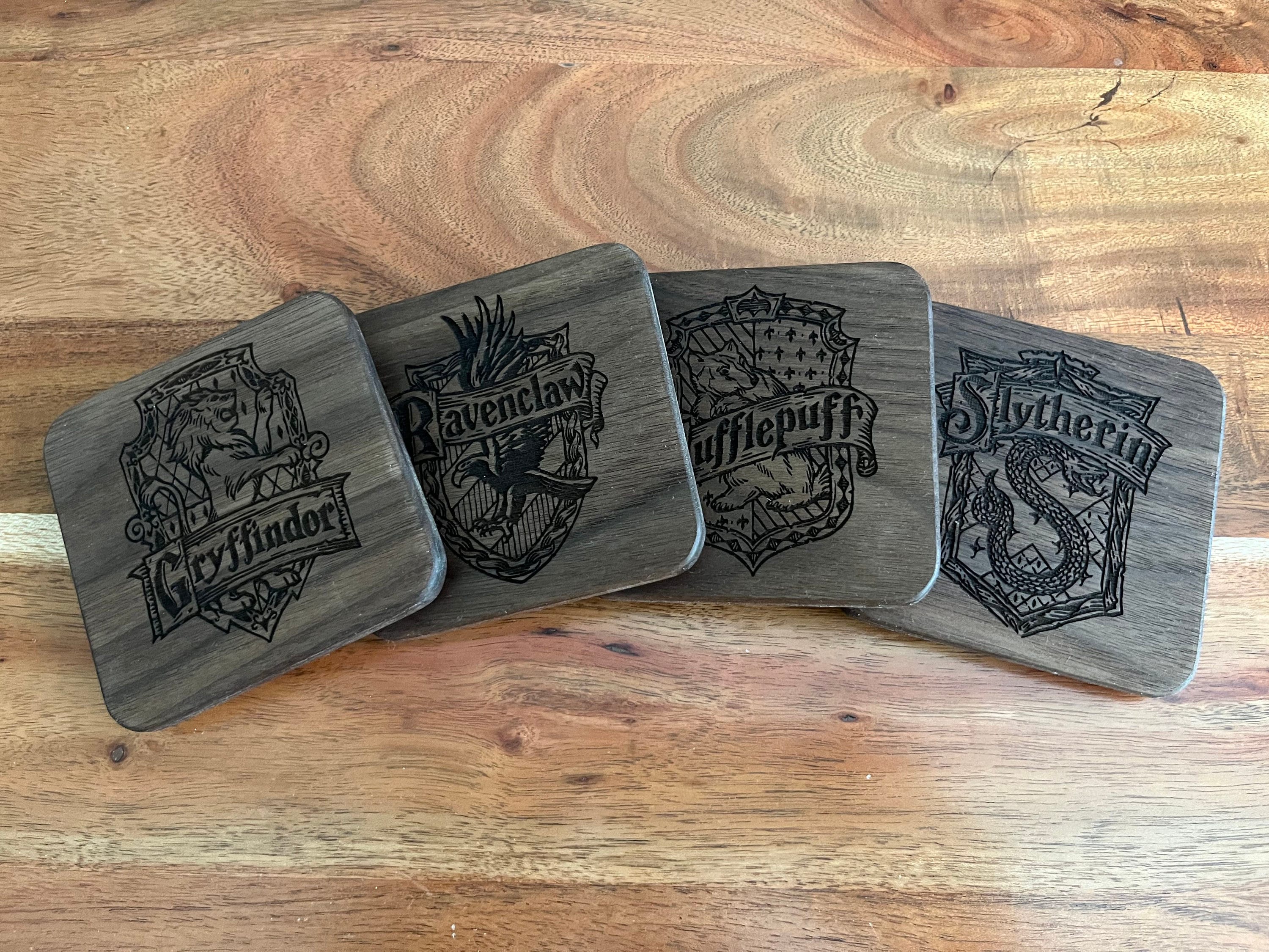 Walnut Hogwarts House Crests Coasters - Etsy