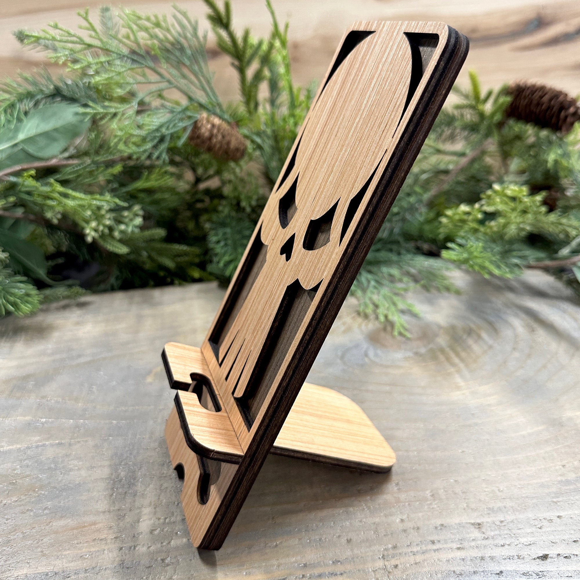 Laser Cut Wood Phone Stand and Decor - Skull Phone Stand - Skull Art ...