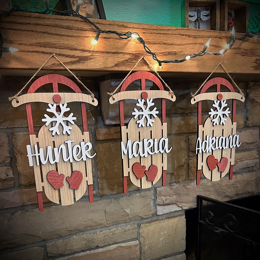 Rustic Personalized Sled Decor - Fireplace Mantle Decor- Christmas Door ...