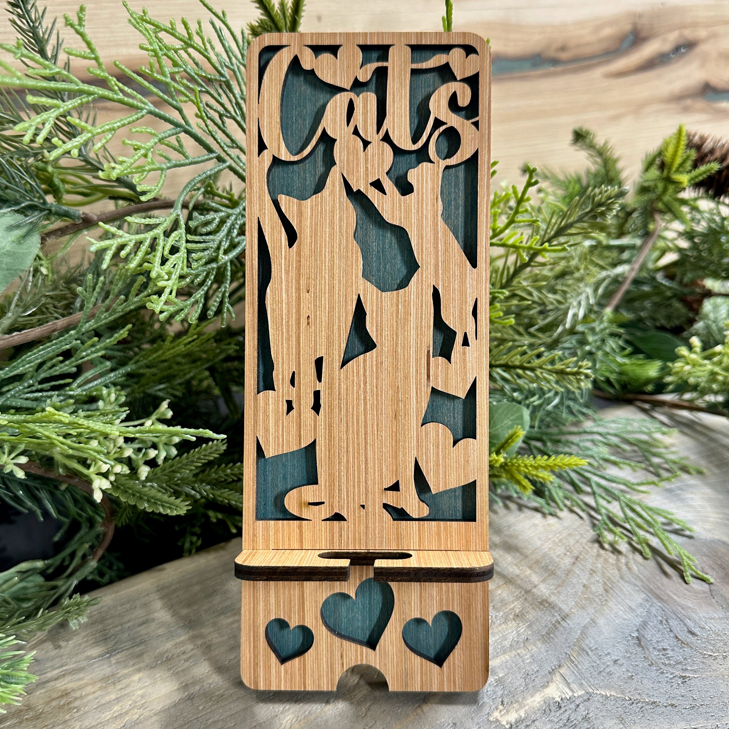 Laser Cut Wood Phone Stand and Decor I Love Cats Cat Lover - Etsy UK