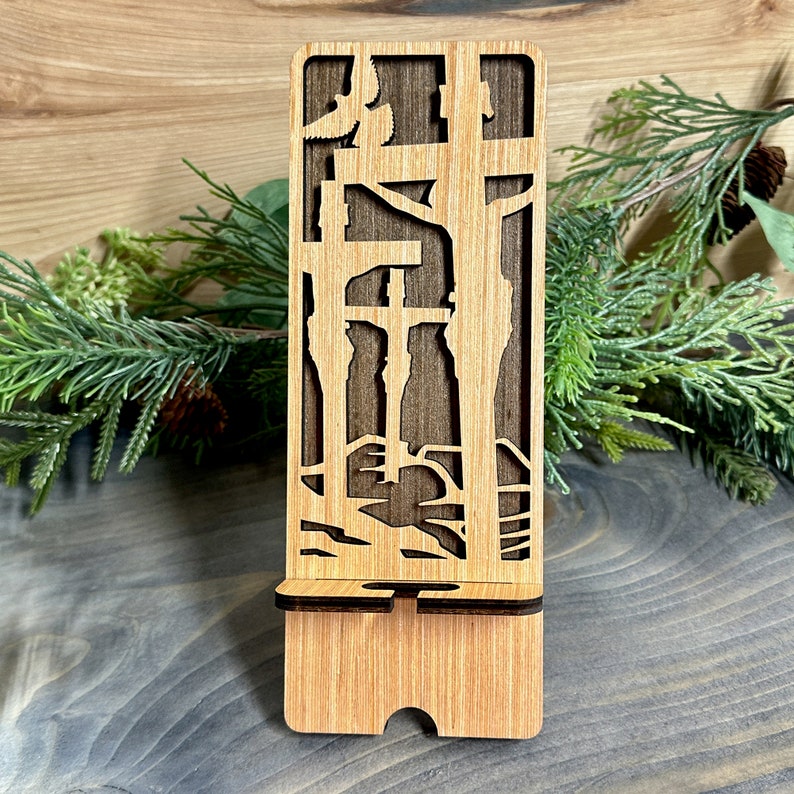 Laser Cut Wood Phone Stand and Decor - Jesus on the Cross - Good Friday ...