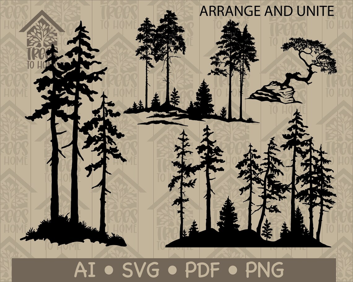Tall Pine Tree Silhouette | Forest Scene | Young Pine Trees | Create ...