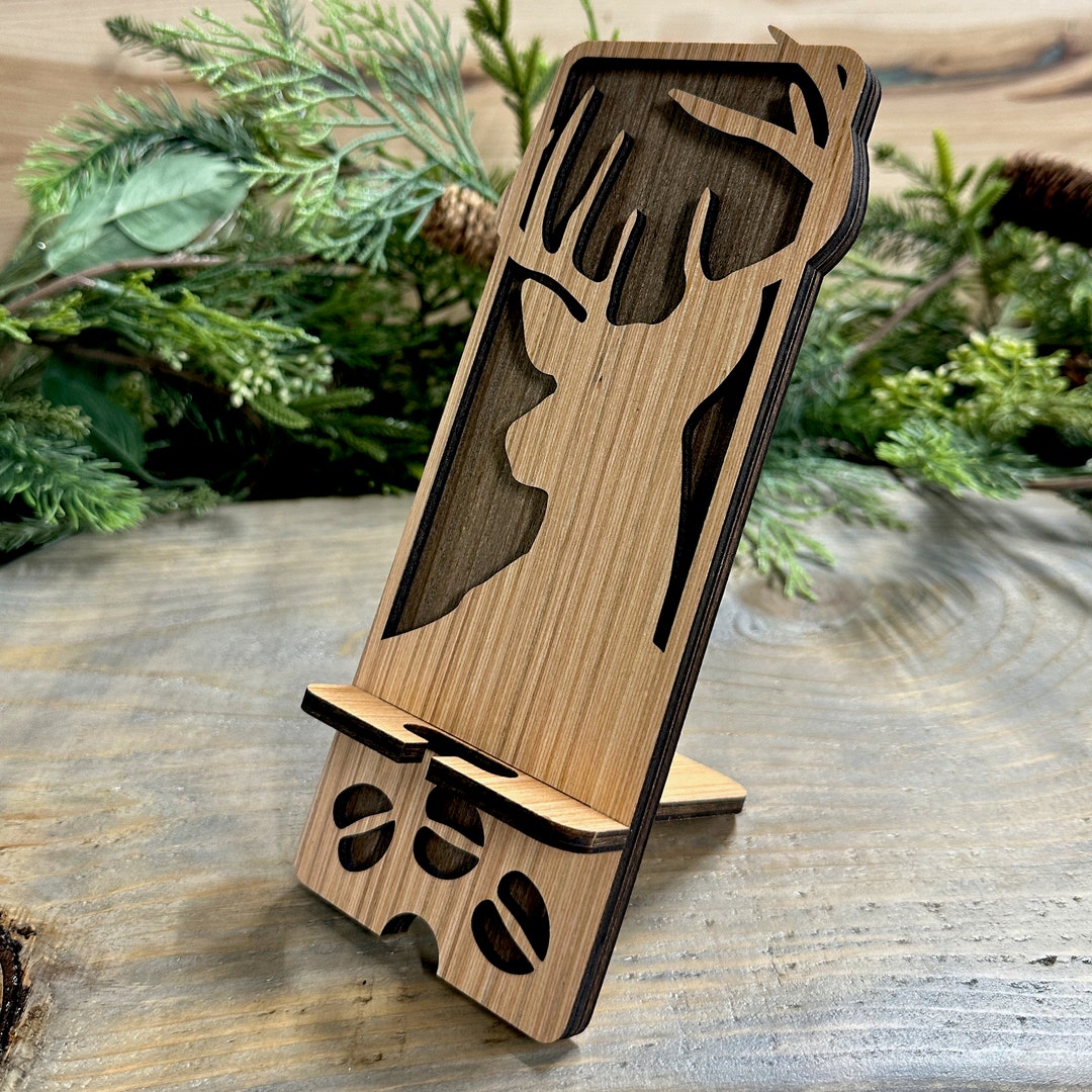 Laser Cut Wood Phone Stand and Decor Big Whitetail Buck - Etsy