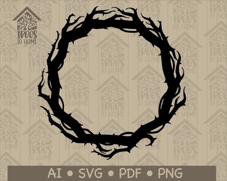 Rustic Circle Border SVG Art | Barbed Wire | Tree Branches | Thorn Bush ...