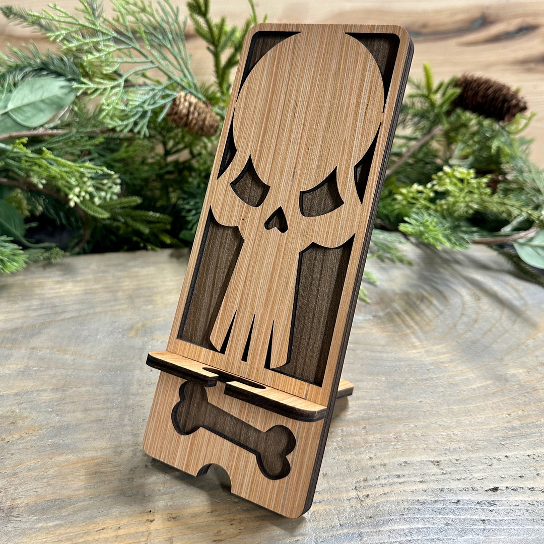 Laser Cut Wood Phone Stand and Decor - Skull Phone Stand - Skull Art ...