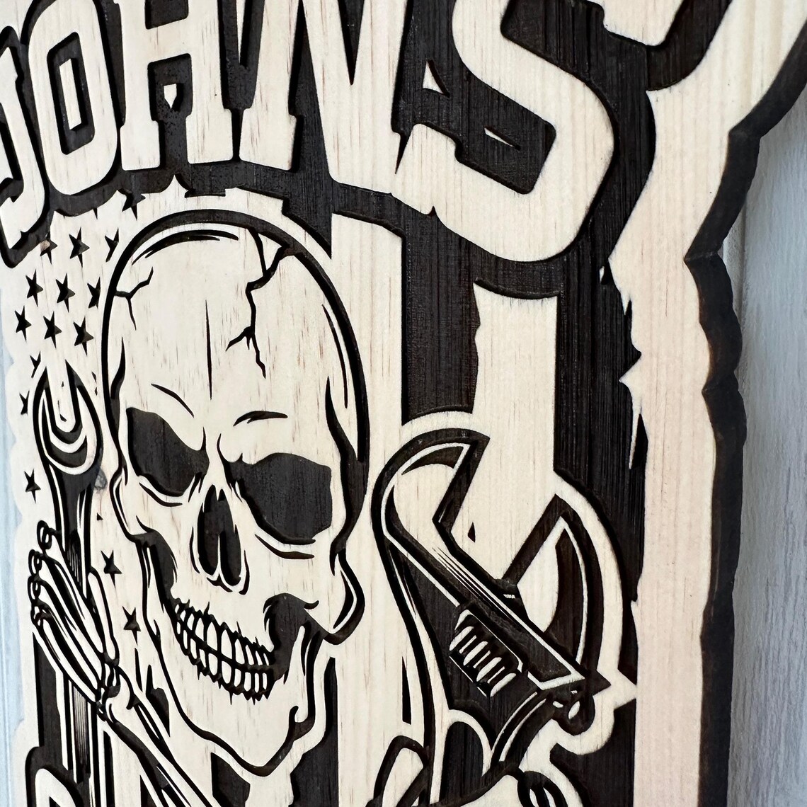 Custom Personalized Skull and Wrench Car Garage Sign, Personalized Car ...