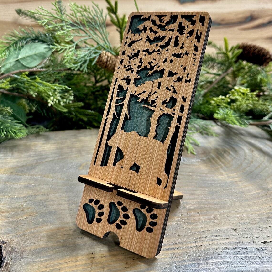 Laser Cut Wood Phone Stand and Decor Bear in Woods - Etsy