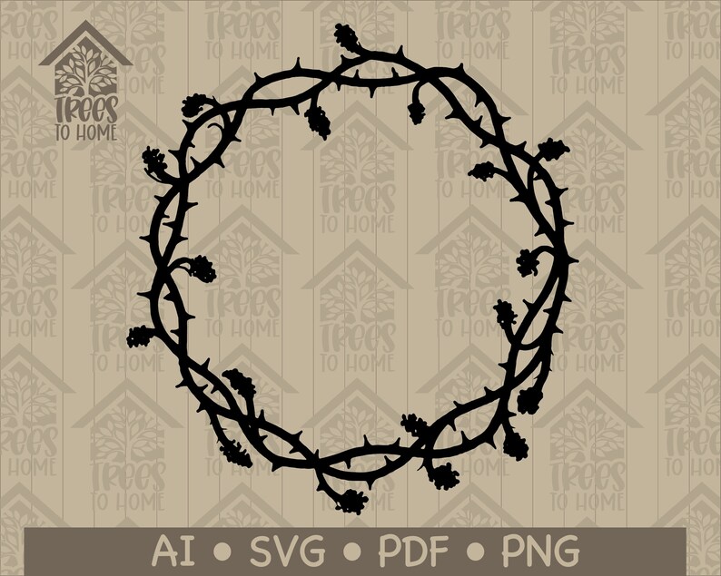 Rustic Circle Border SVG Art | Barbed Wire | Tree Branches | Thorn Bush ...