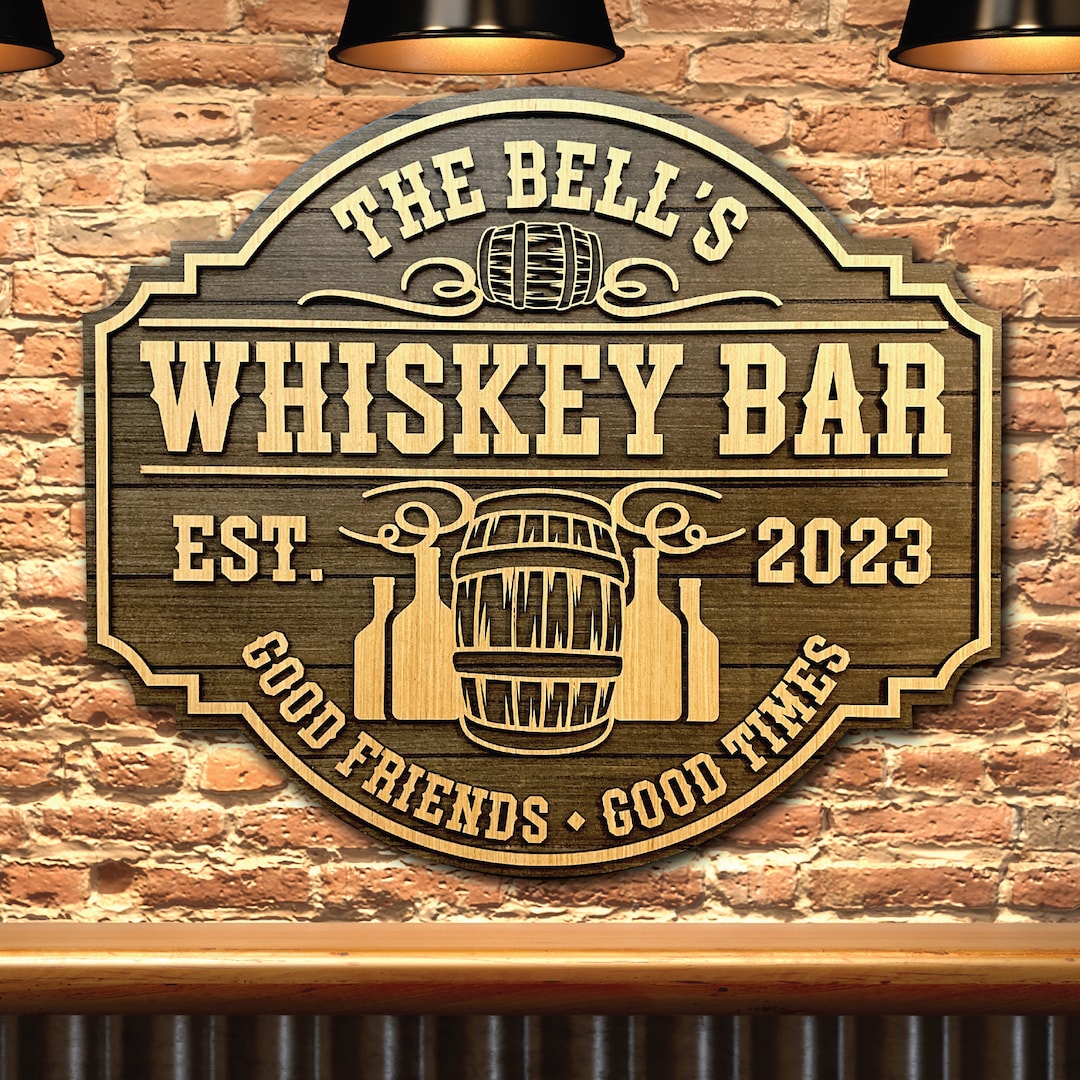 Personalized Whiskey Bar Sign - Home Whiskey Sign - Basement Whiskey ...