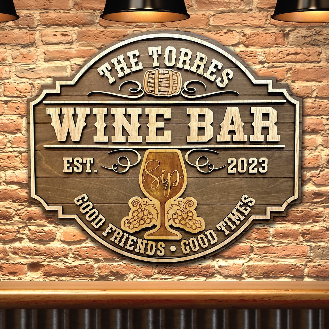 Personalized Wine Bar Sign - Home Wine Sign - Basement Wine Sign ...