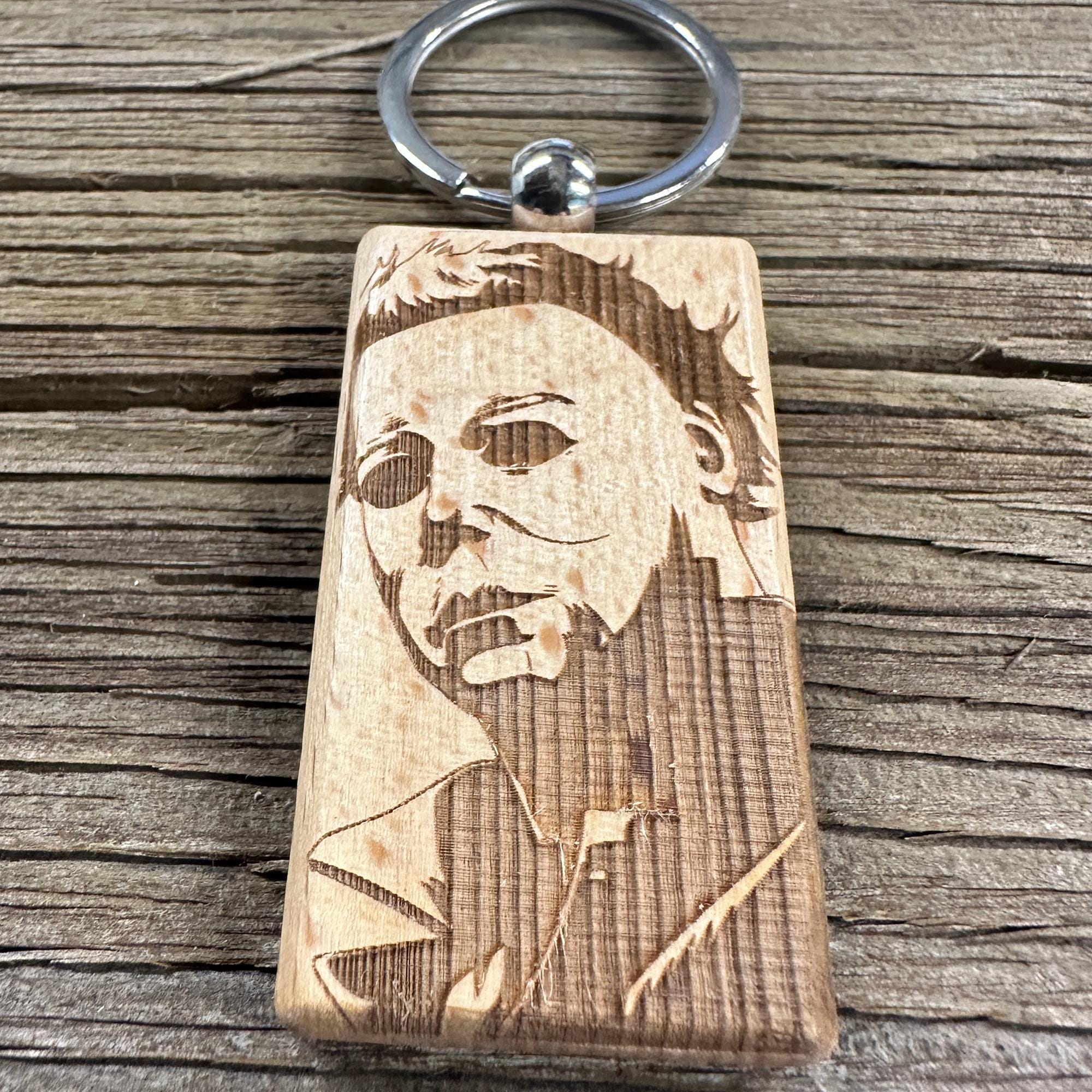 Michael Myers Engraved Wood Key Chain - Horror Movie Character Keychain ...