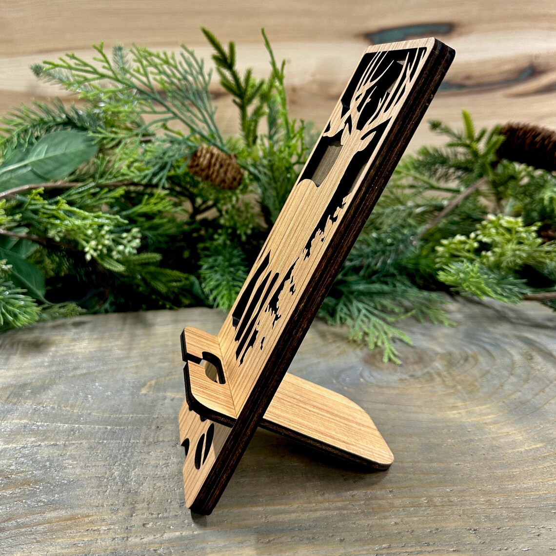 Laser Cut Wood Phone Stand and Decor - Whitetail Buck - Etsy