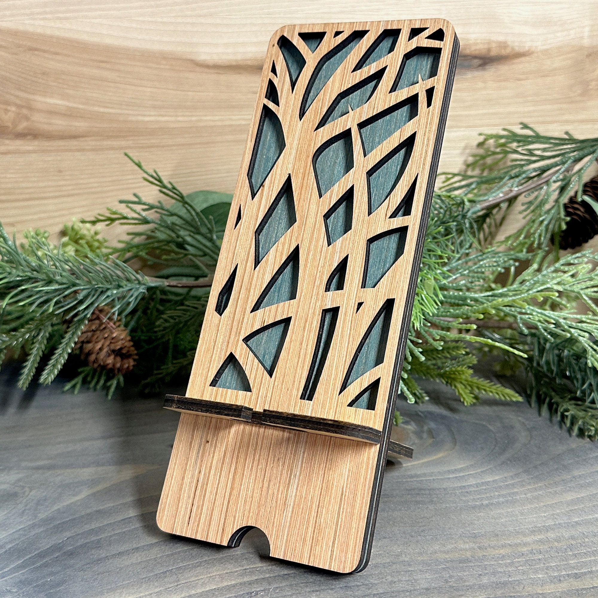 Laser Cut Wood Phone Stand and Decor - Bamboo Theme - Nature Phone ...