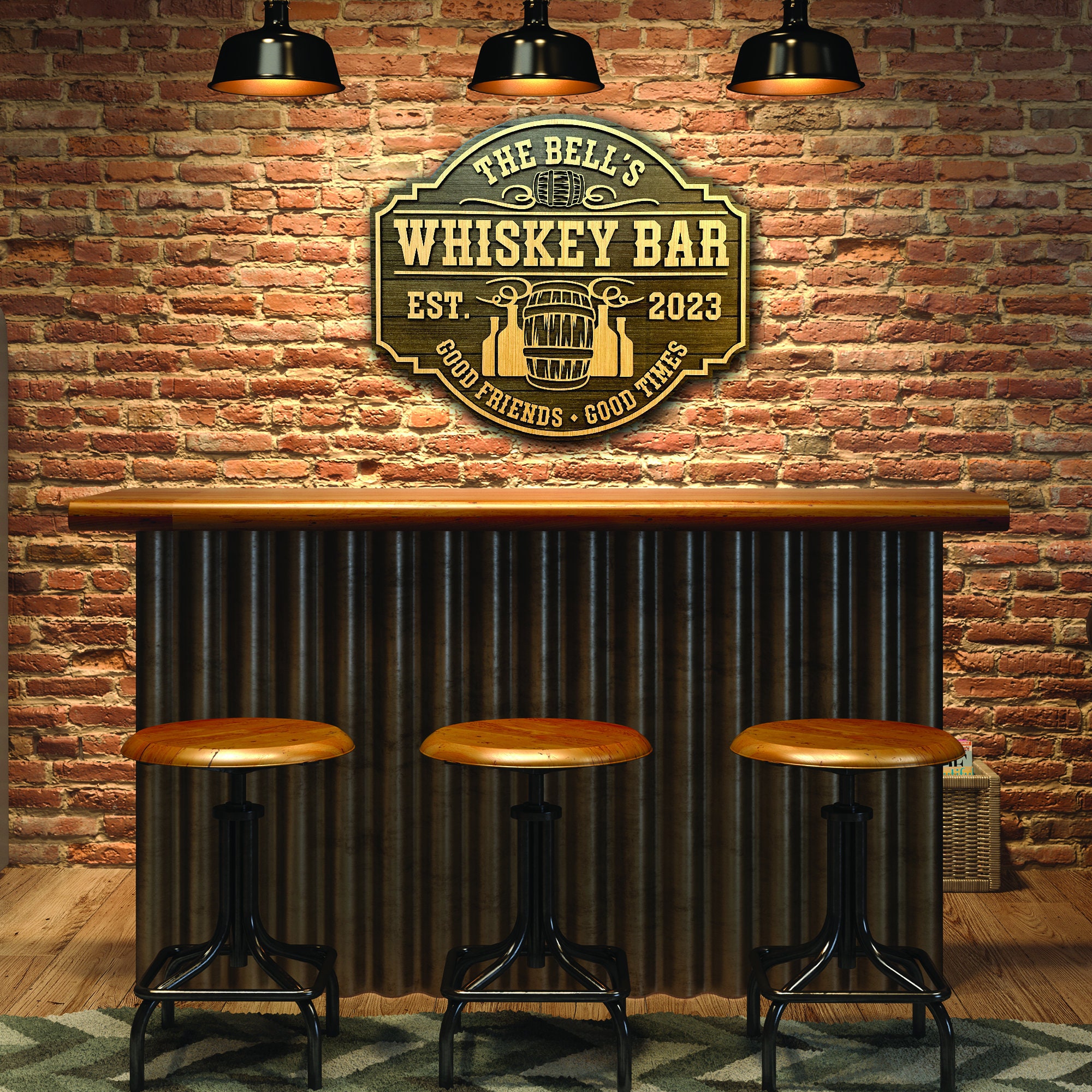 Personalized Whiskey Bar Sign Home Whiskey Sign Basement Whiskey Sign ...