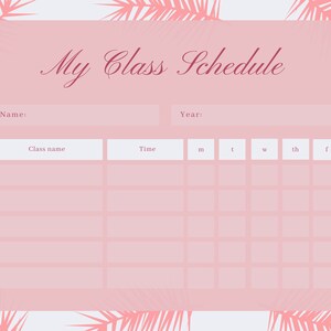 INSTANT DOWNLOAD - Class/course Schedule! - Etsy
