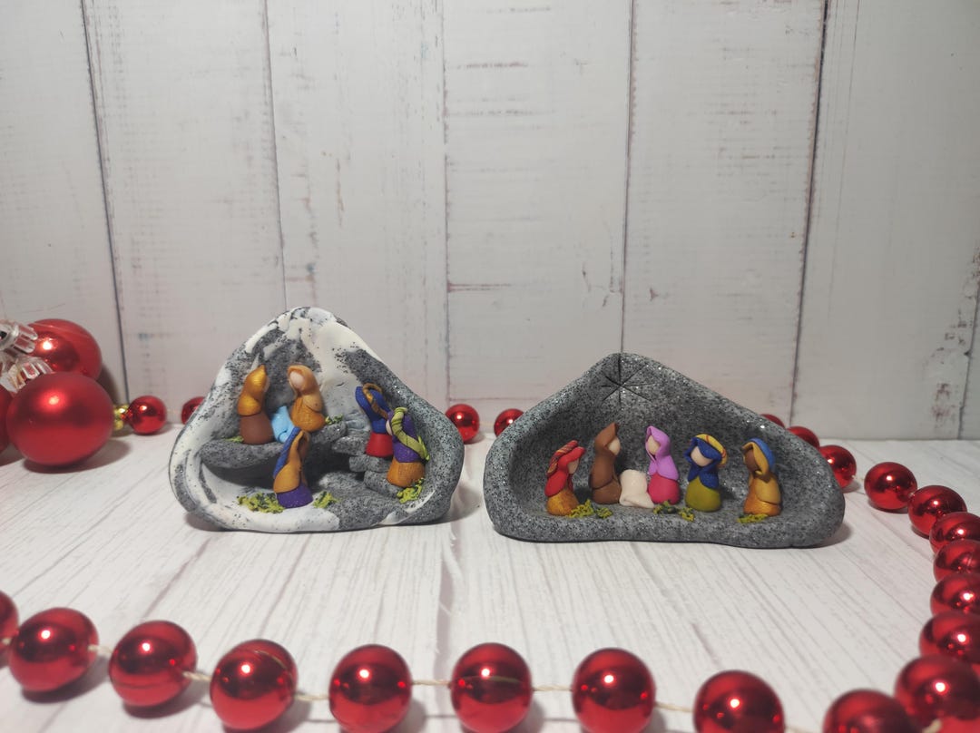 Polymer Clay Nativity Scene/ Handmade Xmas Decorations/ Collection of ...