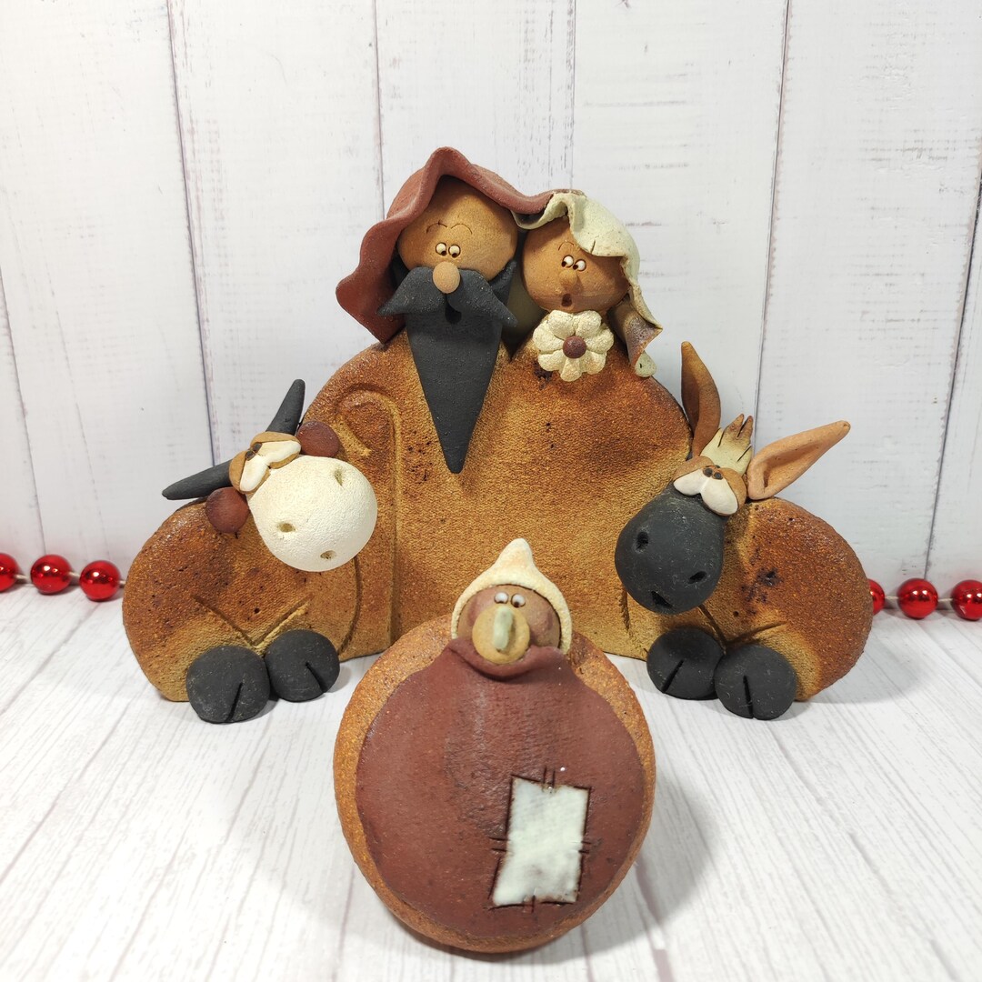 Stoneware Nativity Scene/ Unique Handmade Nativity Scene/ Collection of ...